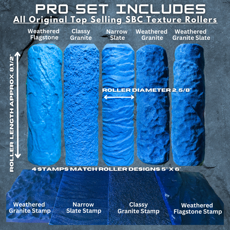 Concrete Texture Rollers-Best masonry texture roller Pro Kit-5 Rollers ...